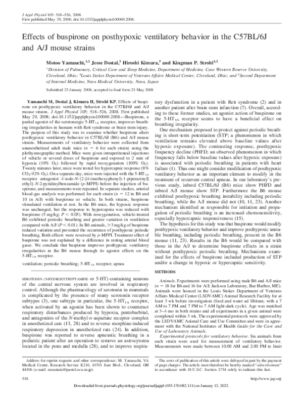 (PDF) Effects of buspirone on posthypoxic ventilatory behavior in the ...