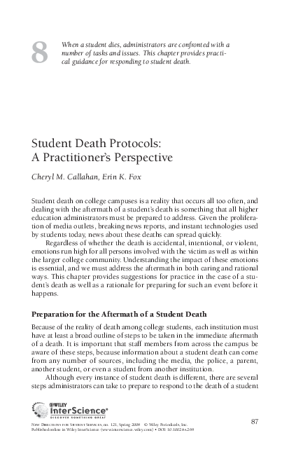 (PDF) Student death protocols: A practitioner's perspective