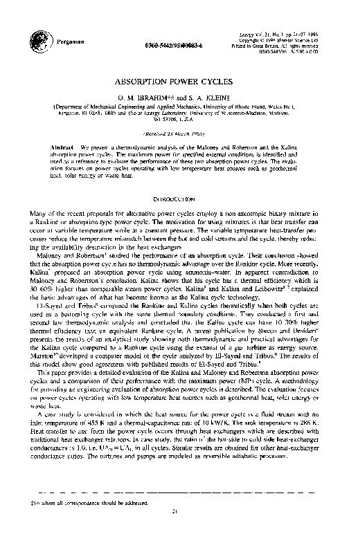 (PDF) Absorption power cycles