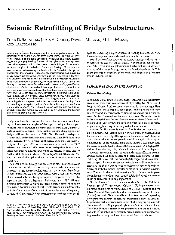 (PDF) Seismic retrofitting of bridge substructures