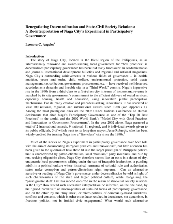 (PDF) 8. Renegotiating Decentralization and State–Civil Society ...