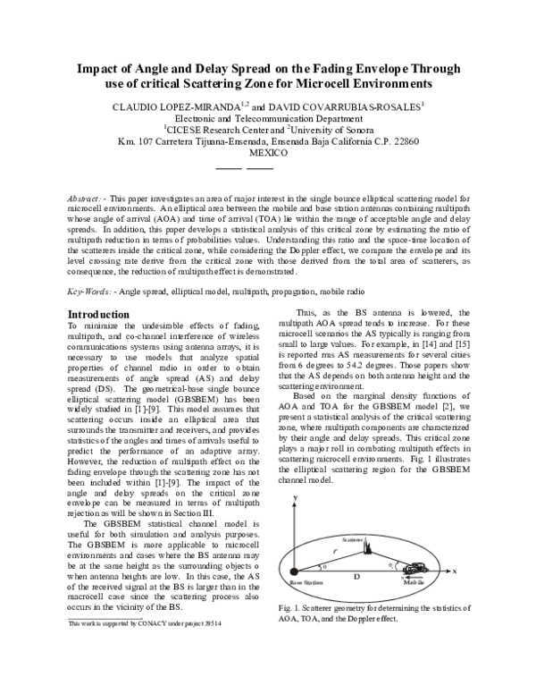 (PDF) Impact of Angle and Delay Spread on the Fading Envelope Through ...