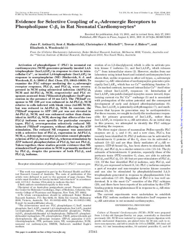 (PDF) Evidence for Selective Coupling of alpha 1-Adrenergic Receptors ...