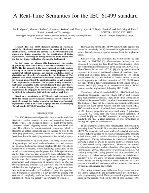 (PDF) A real-time semantics for the IEC 61499 standard