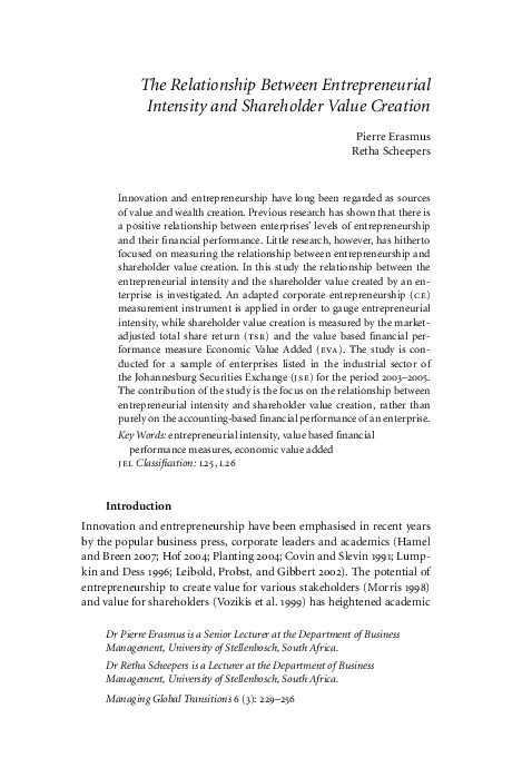 (PDF) The Relationship Between Entrepreneurial Intensity and ...