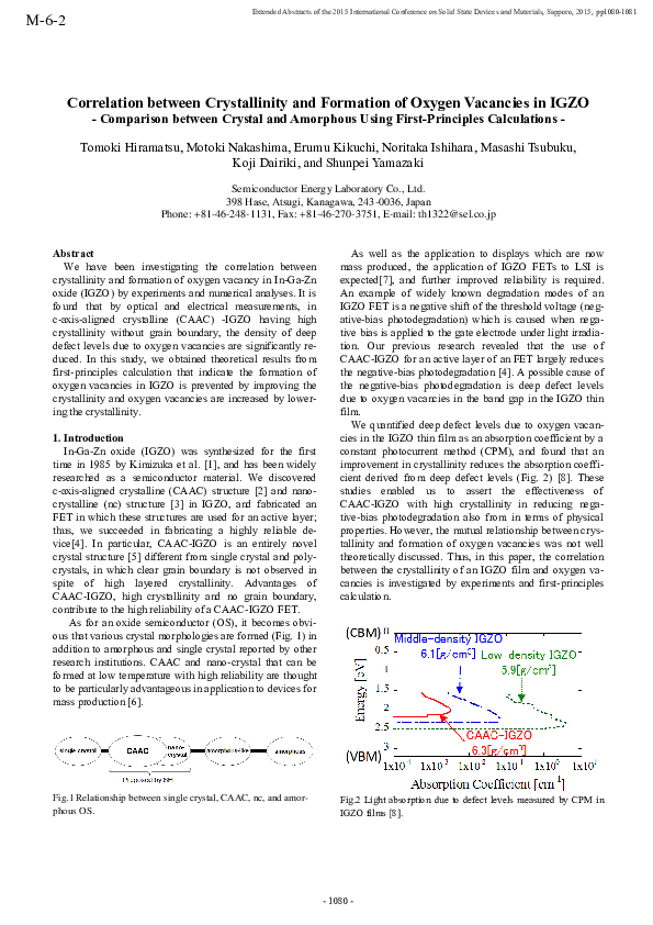 (PDF) Correlation between Crystallinity and Formation of Oxygen ...