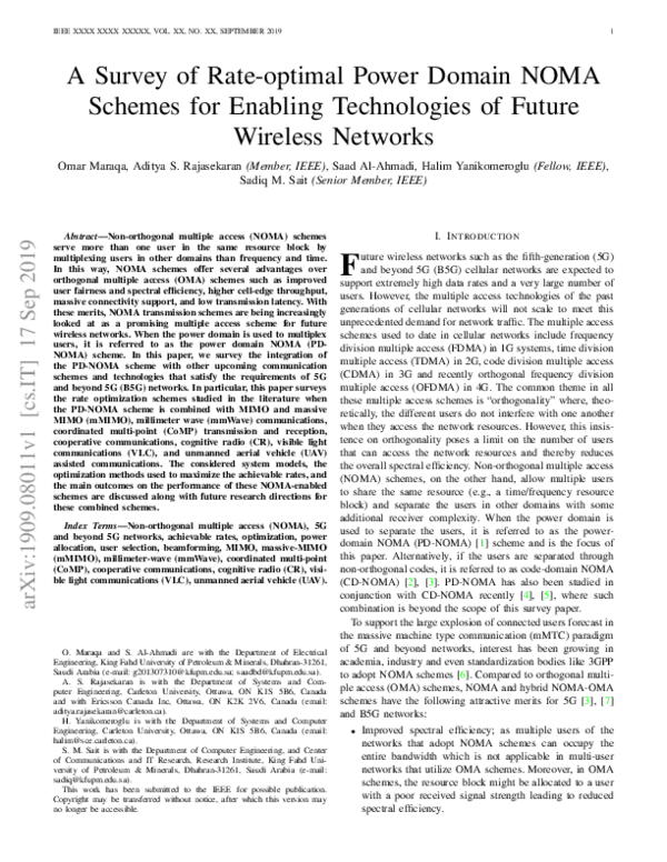 (PDF) A Survey of Rate-optimal Power Domain NOMA Schemes for Enabling ...