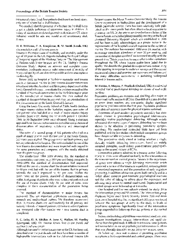 (PDF) Documentation audit of trauma patients