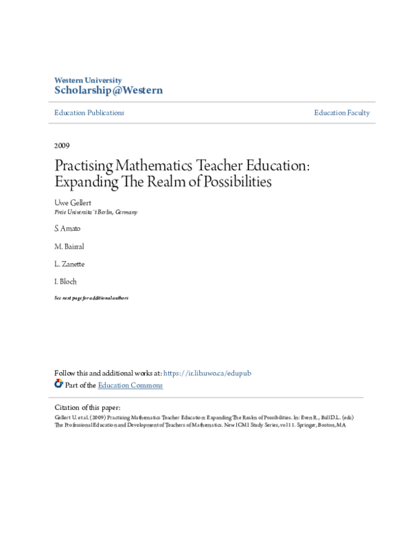 (PDF) Practising mathematics teacher education: Expanding the realm of ...