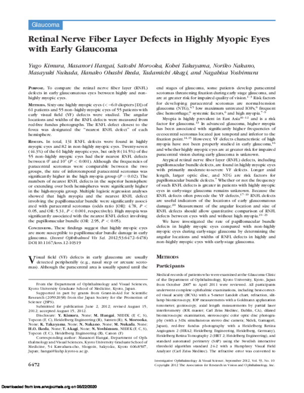 (PDF) Retinal Nerve Fiber Layer Defects in Highly Myopic Eyes with ...