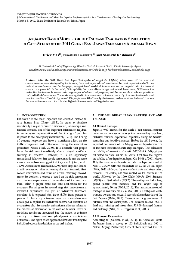 (PDF) An Agent Based Model for the Tsunami Evacuation Simulation