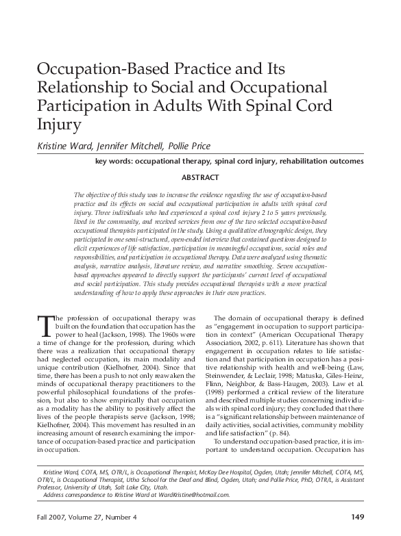 (PDF) Occupation-based practice and its relationship to social and ...