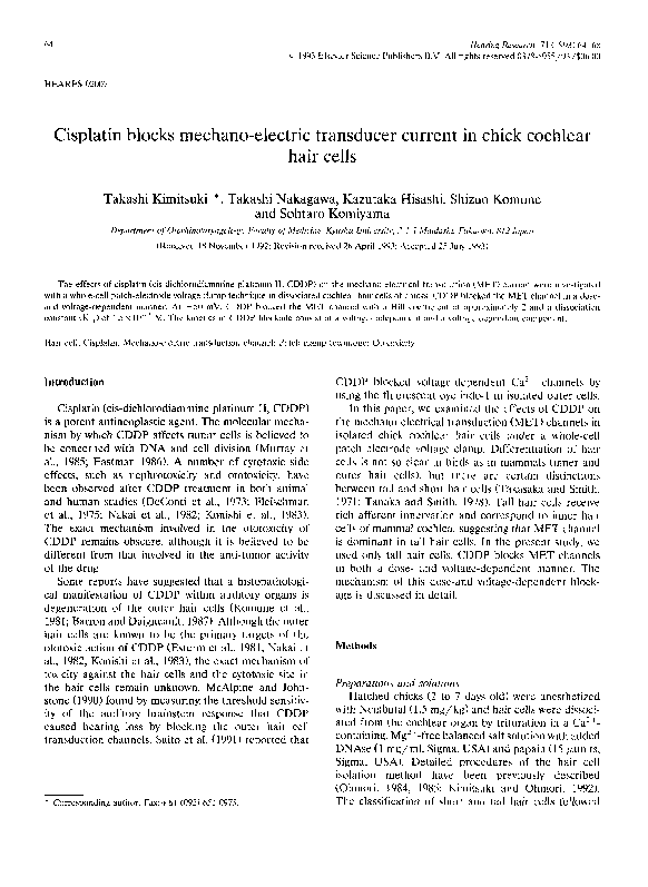 (PDF) Cisplatin blocks mechano-electric transducer current in chick ...