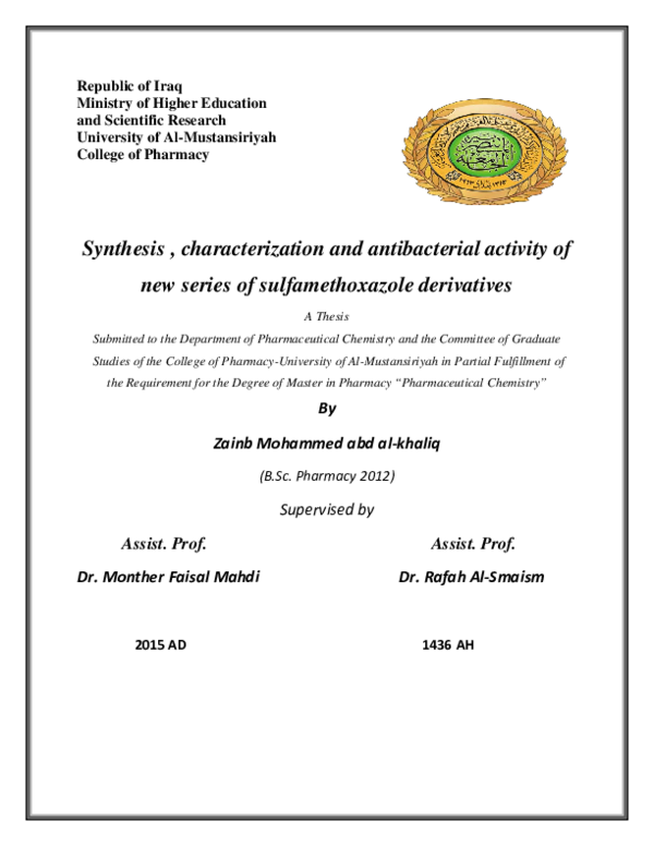 (PDF) Synthesis, Characterization and Antibacterial Activity of New ...