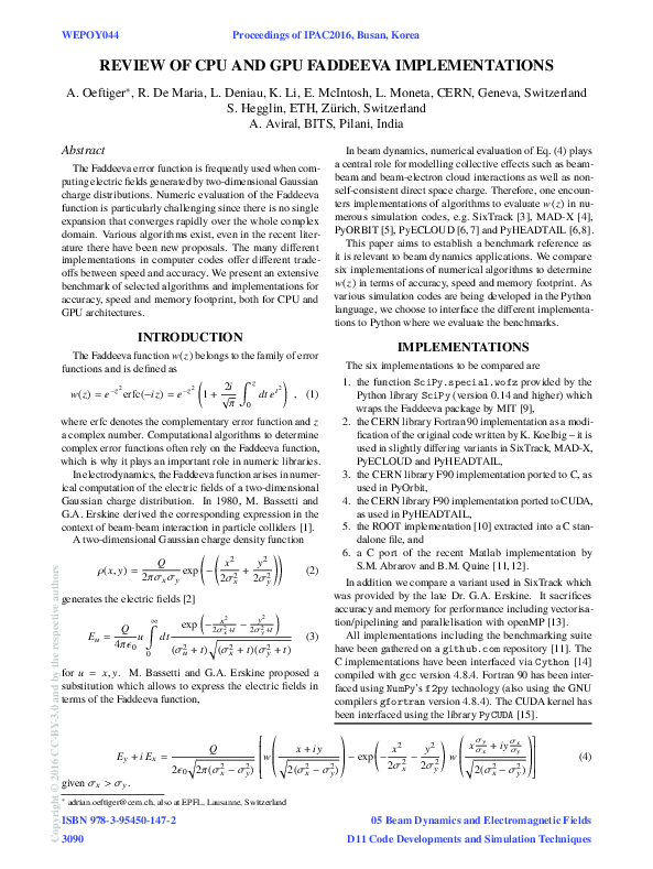 (PDF) Review of CPU and GPU Faddeeva Implementations