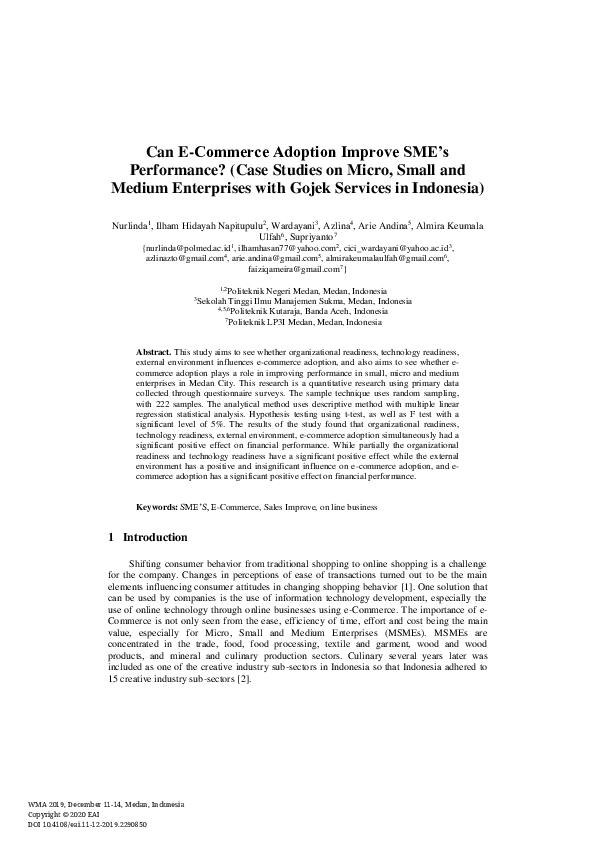 (PDF) Can E-Commerce Adoption Improve SME’s Performance? (Case Studies ...