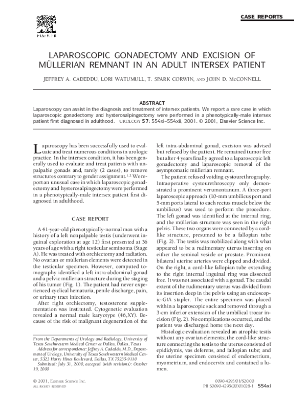 (PDF) Laparoscopic gonadectomy and excision of müllerian remnant in an ...