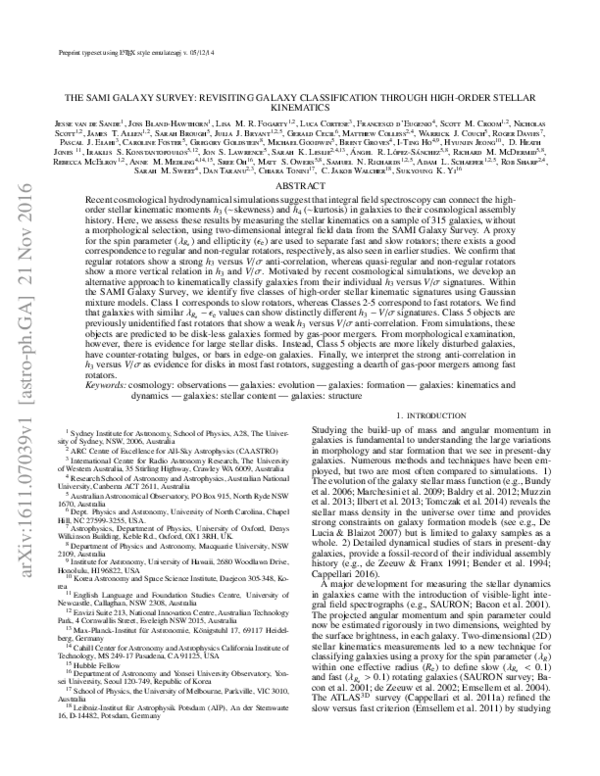 (PDF) The Sami Galaxy Survey: Revisiting Galaxy Classification Through High-Order Stellar ...