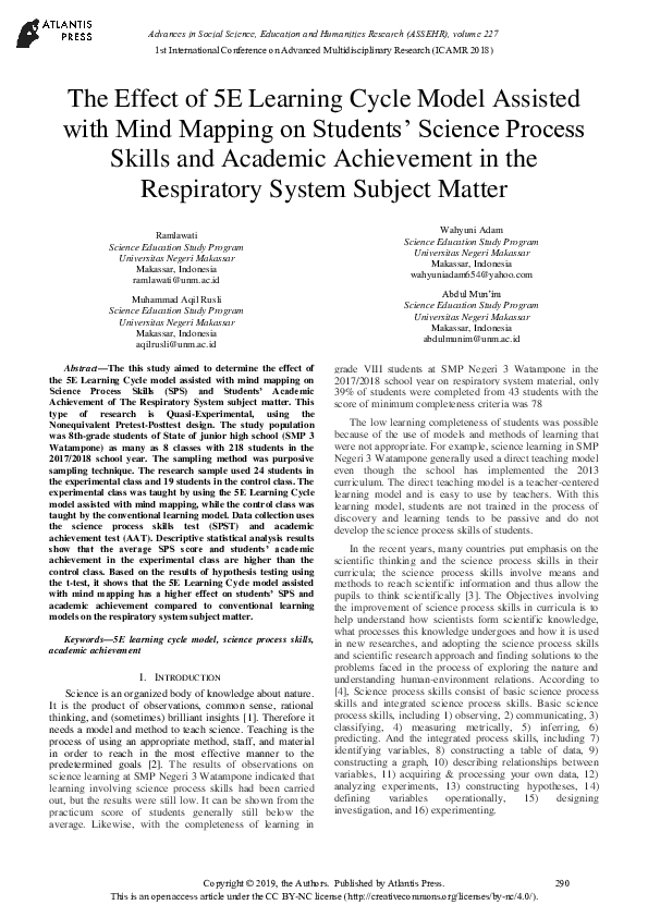 (PDF) The Effect of 5E Learning Cycle Model Assisted with Mind Mapping ...