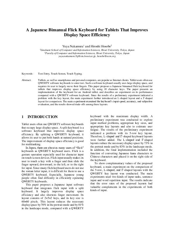 (PDF) A Japanese Bimanual Flick Keyboard for Tablets That Improves ...
