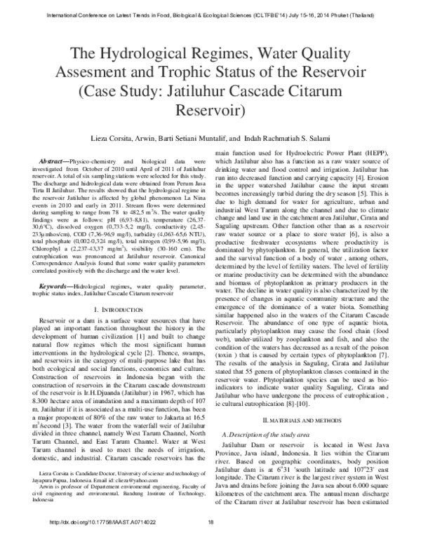 (PDF) The Hydrological Regimes , Water Quality Assesment and Trophic ...