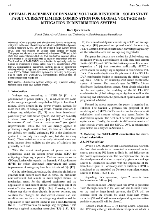 (PDF) Optimal placement of dynamic voltage restorer – solid state fault current limiter ...