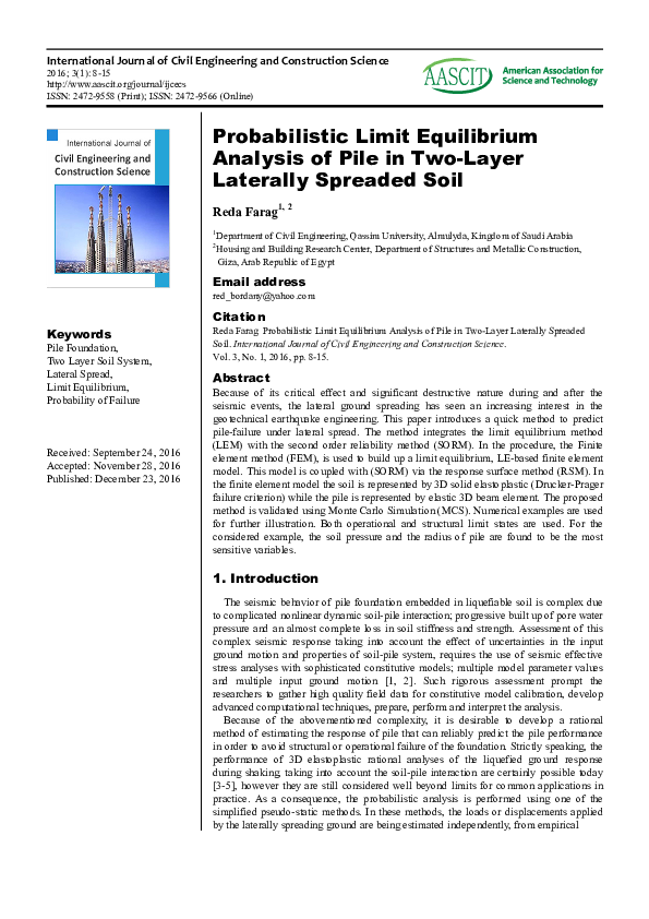 (PDF) Probabilistic Limit Equilibrium Analysis of Pile in Two-Layer ...