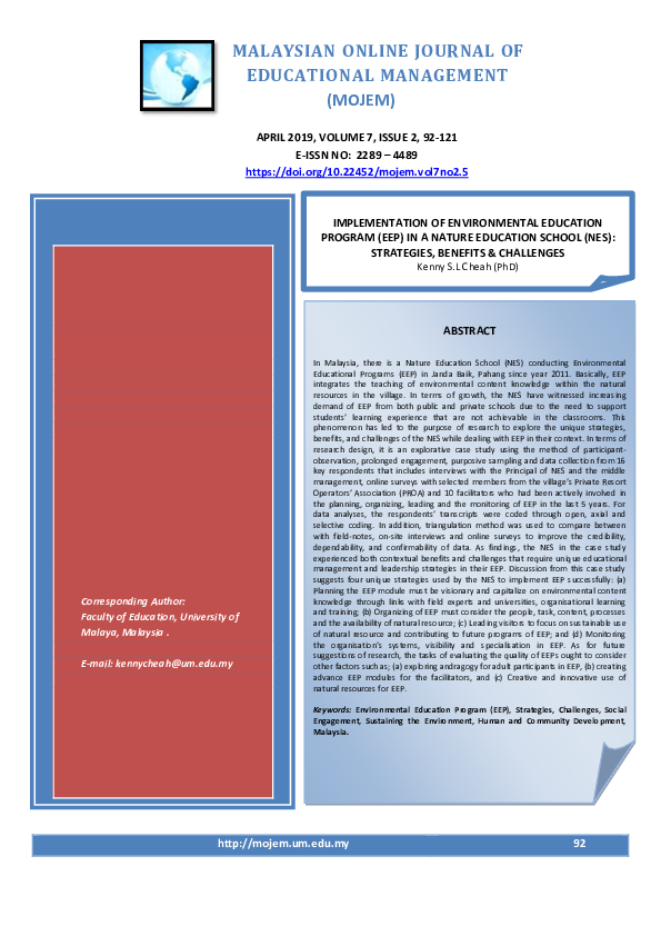(PDF) Implementation of Environmental Education Program (Eep) in a ...