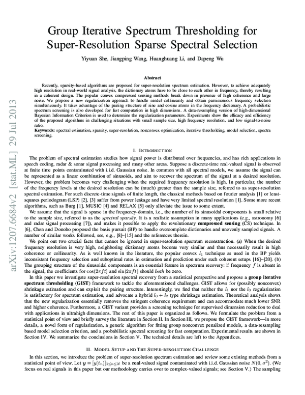 (PDF) Group iterative spectrum thresholding for super-resolution sparse spectral selection