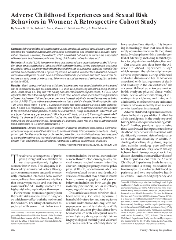 (PDF) Adverse Childhood Experiences and Sexual Risk Behaviors in Women: A Retrospective Cohort ...