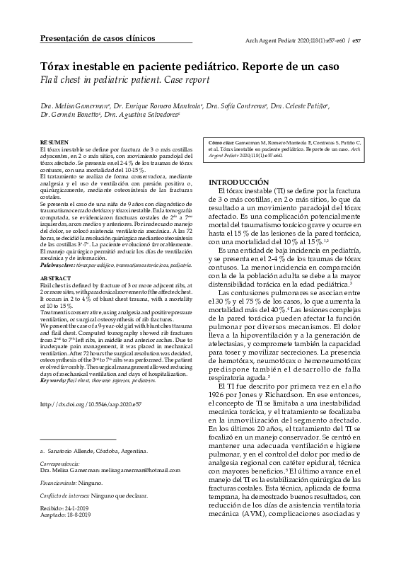 (PDF) [Flail chest in pediatric patient. Case report]