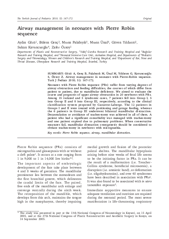 (PDF) Airway management in neonates with Pierre Robin sequence