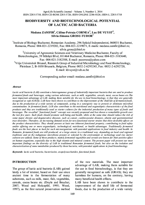 (PDF) Biodiversity and biotechnological potential of lactic acid bacteria
