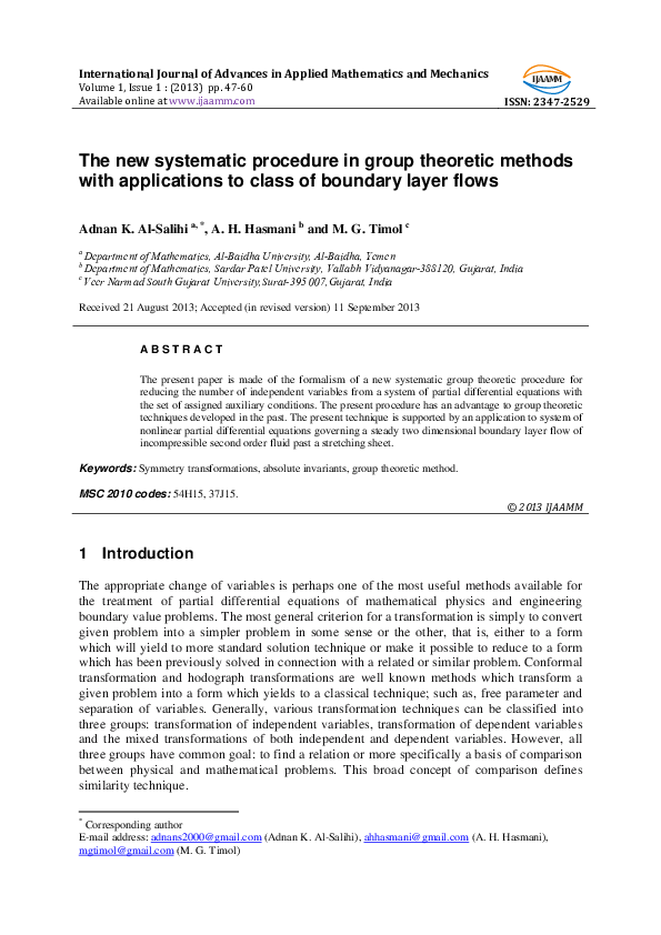 (PDF) The new systematic procedure in group theoretic methods with applications to class of ...