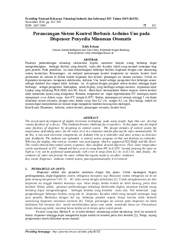 (PDF) Perancangan Sistem Kontrol Berbasis Arduino Uno pada