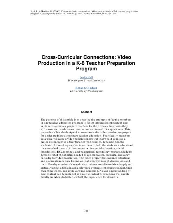 (PDF) Cross-Curricular Connections: Video Production in a K-8 Teacher ...