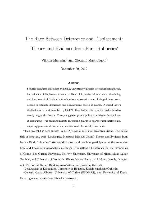 (PDF) The Race Between Deterrence and Displacement: Theory and Evidence ...