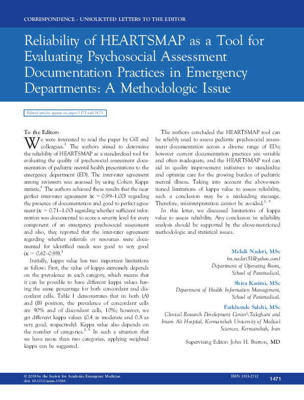 (PDF) Reliability of HEARTSMAP as a Tool for Evaluating Psychosocial ...