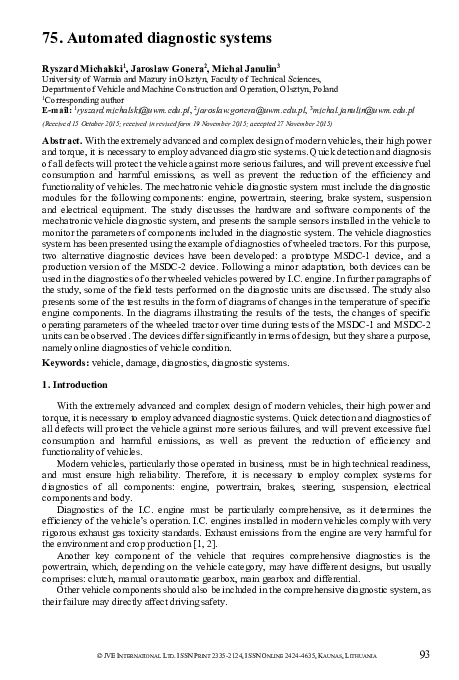 (PDF) Automated diagnostic systems