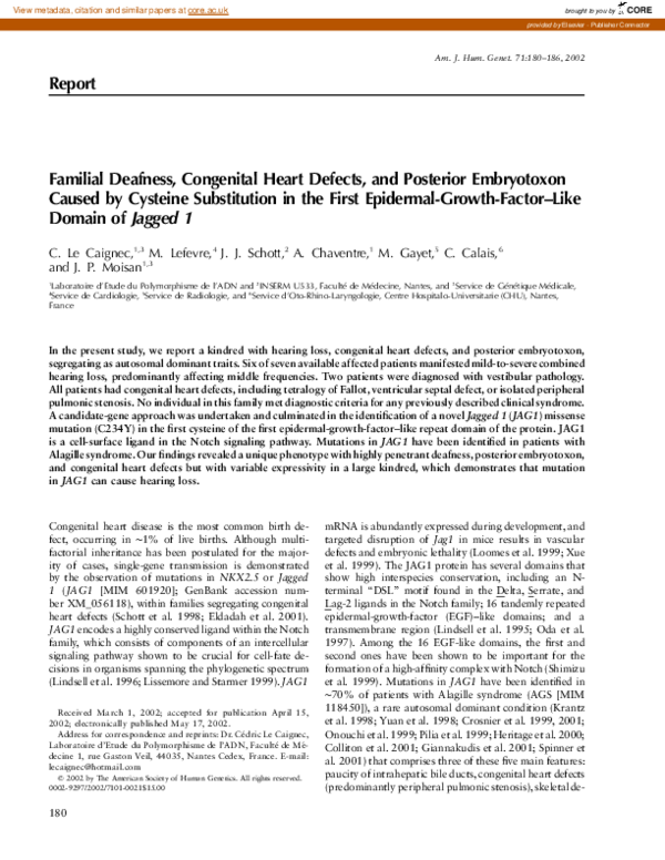 (PDF) Familial Deafness, Congenital Heart Defects, and Posterior ...