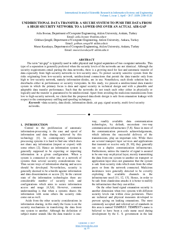 (PDF) Unidirectional Data Transfer: A Secure System to Push the Data ...