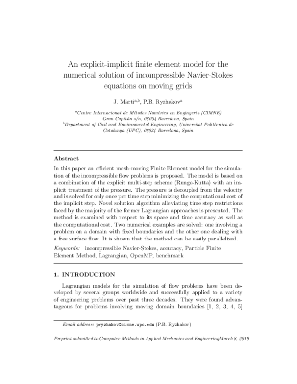 (PDF) An explicit–implicit finite element model for the numerical ...