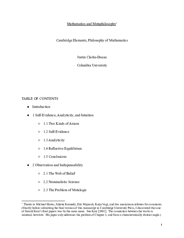(PDF) Mathematics and Metaphilosophy [Book Draft]