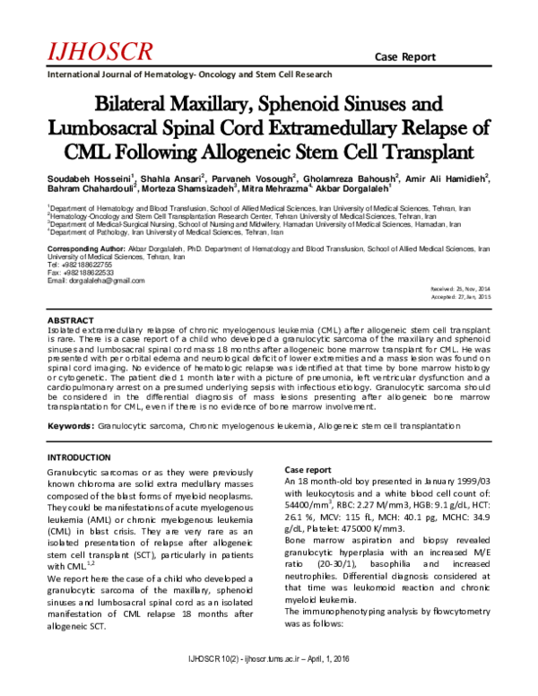(PDF) Bilateral Maxillary, Sphenoid Sinuses and Lumbosacral Spinal Cord Extramedullary Relapse ...