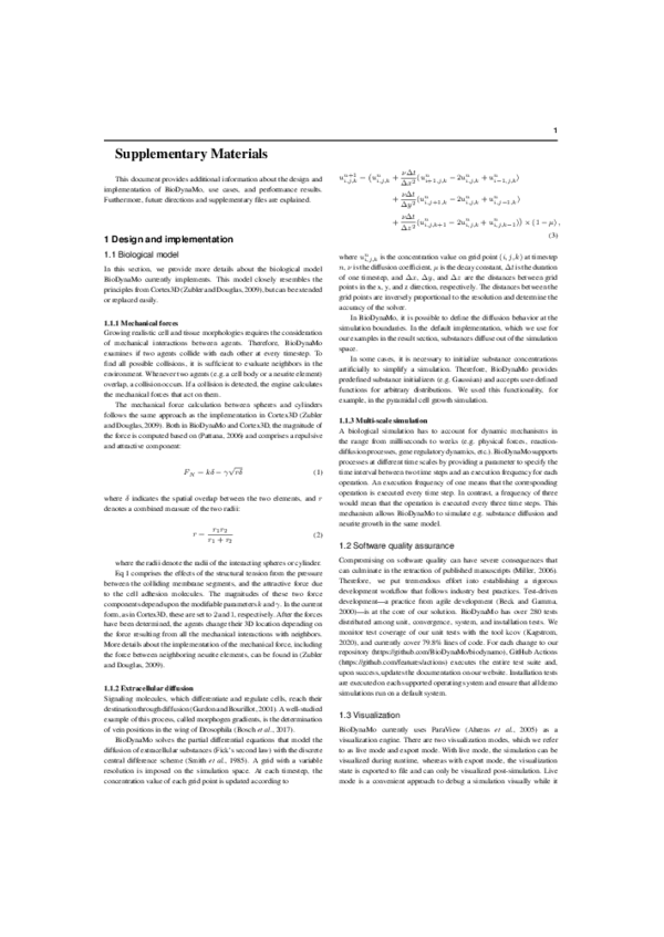 (PDF) Supporting information for "BioDynaMo: a general platform for ...