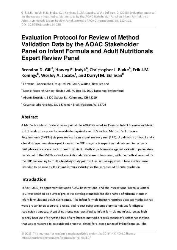 (PDF) Evaluation Protocol for Review of Method Validation Data by the ...