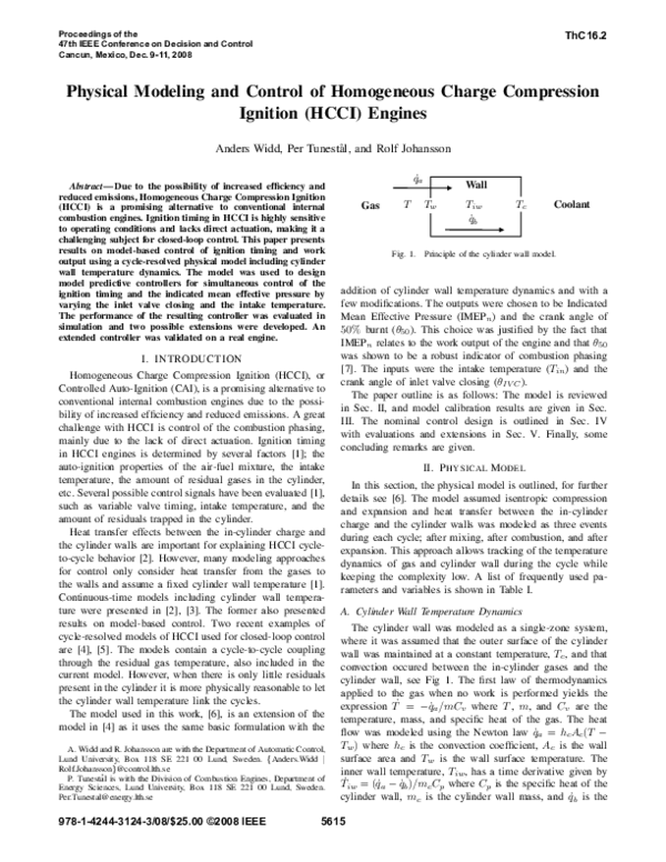 (PDF) Physical modeling and control of homogeneous charge compression ignition (HCCI) engines