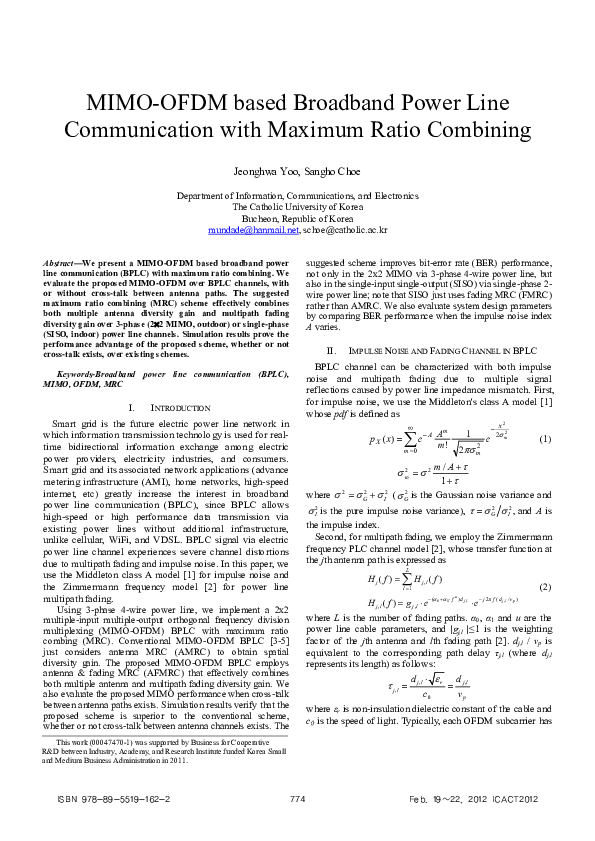 (PDF) MIMO-OFDM based broadband power line communication with maximum ratio combining