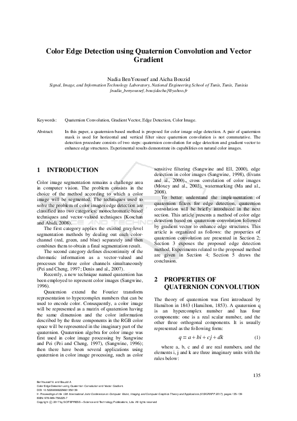 Pdf Color Edge Detection Using Quaternion Convolution And Vector
