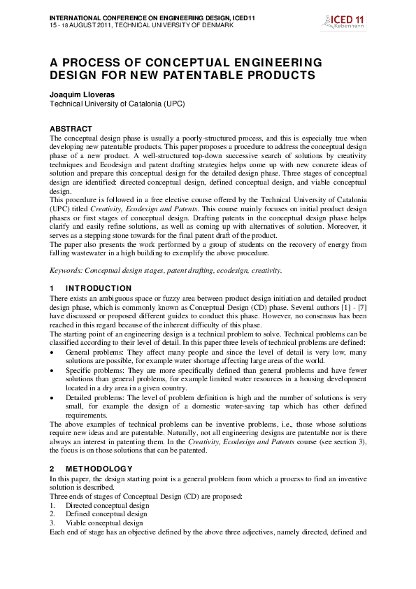 (PDF) A Process of Conceptual Engineering Design for New Patentable ...